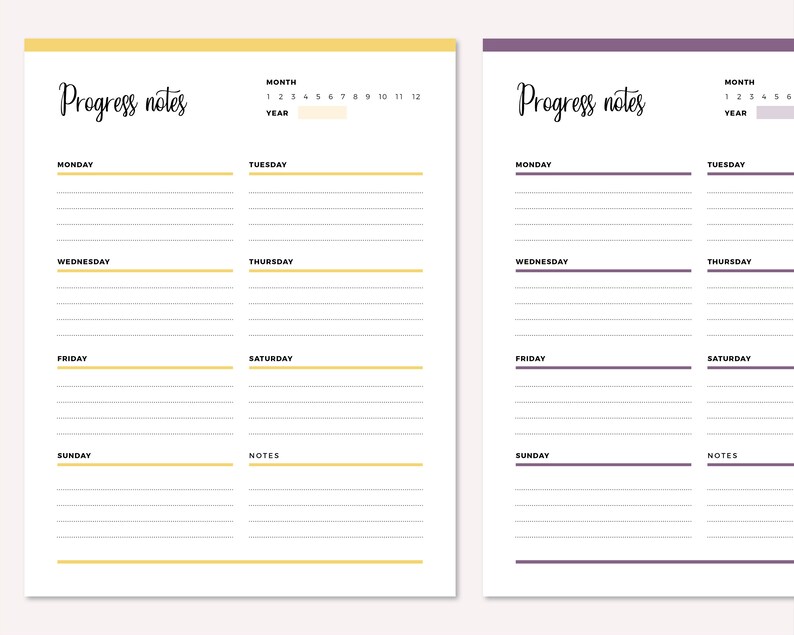 Printable Task Progress Notes, Weekly Task Tracker, Task Journal ...