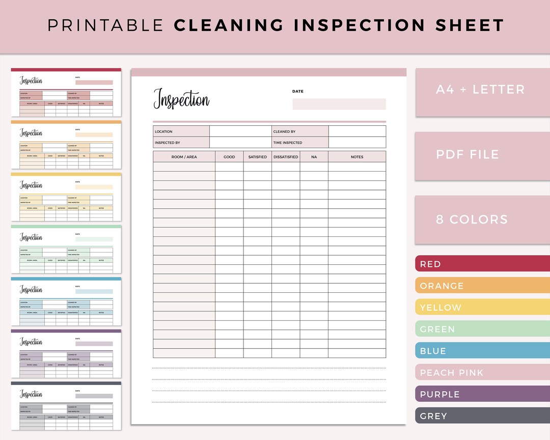 Printable Cleaning Business Inspection Checklist, Cleaner Inspection ...