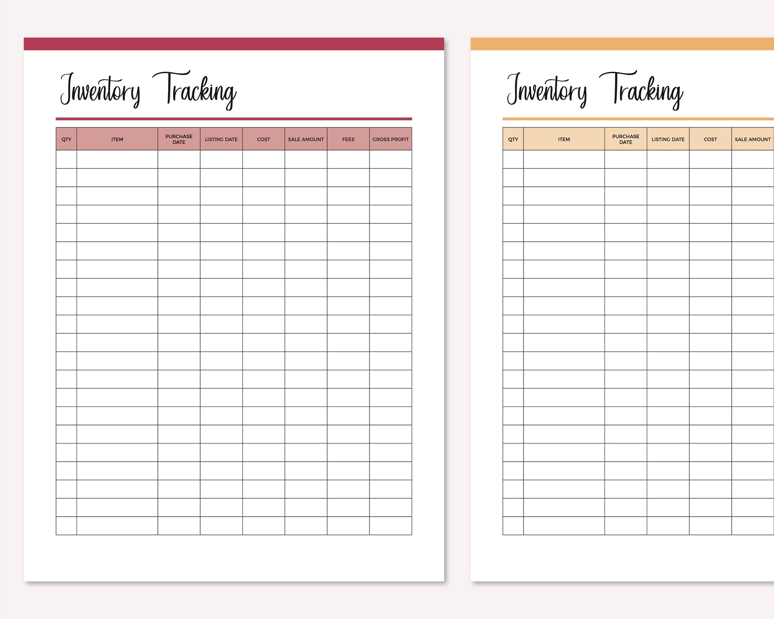 Printable Inventory Tracker Sheet, Business Planner (A4 and Letter Size ...