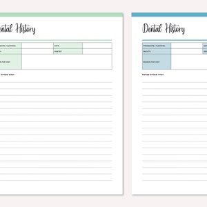 Printable Dental History, Dental Records, Dental Procedures, Dentist ...