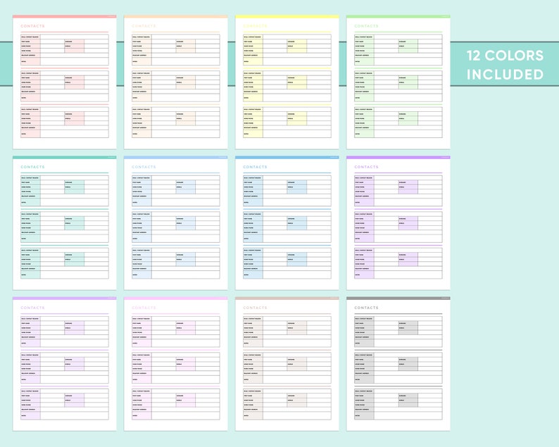Editable Contact List Printable, Printable Address Book, Business ...