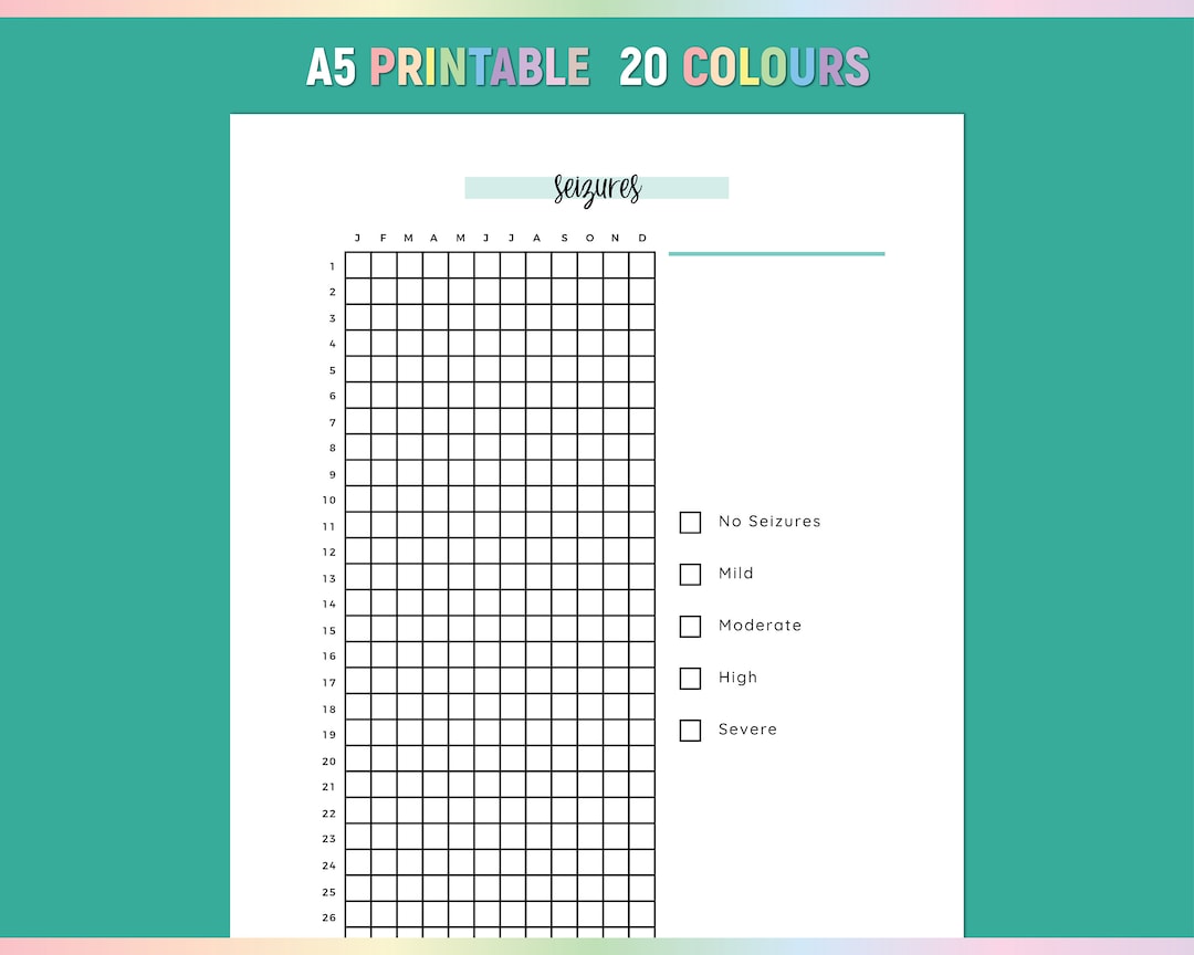 A5 Seizure Tracker, Printable Epilepsy Journal, Simple Seizure ...