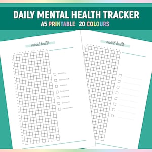 A5 Mental Health Tracker, Printable Mindfullness Journal, Simple Mental ...