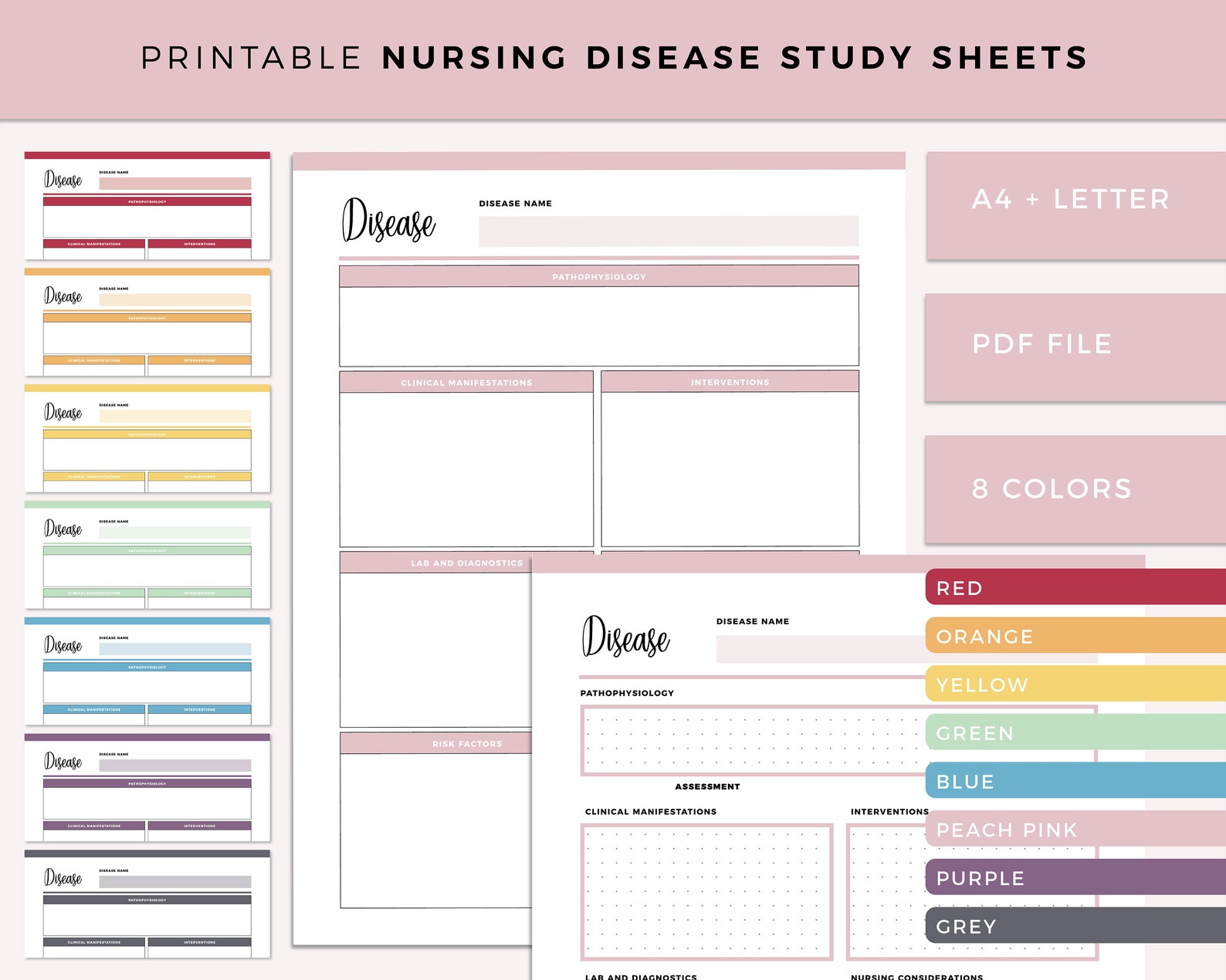 Printable Nursing Student Disease Process, Student Nurse Templates ...