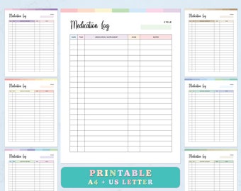 Medication Tracker Printable Template, Medication Log, Simple Medicine ...