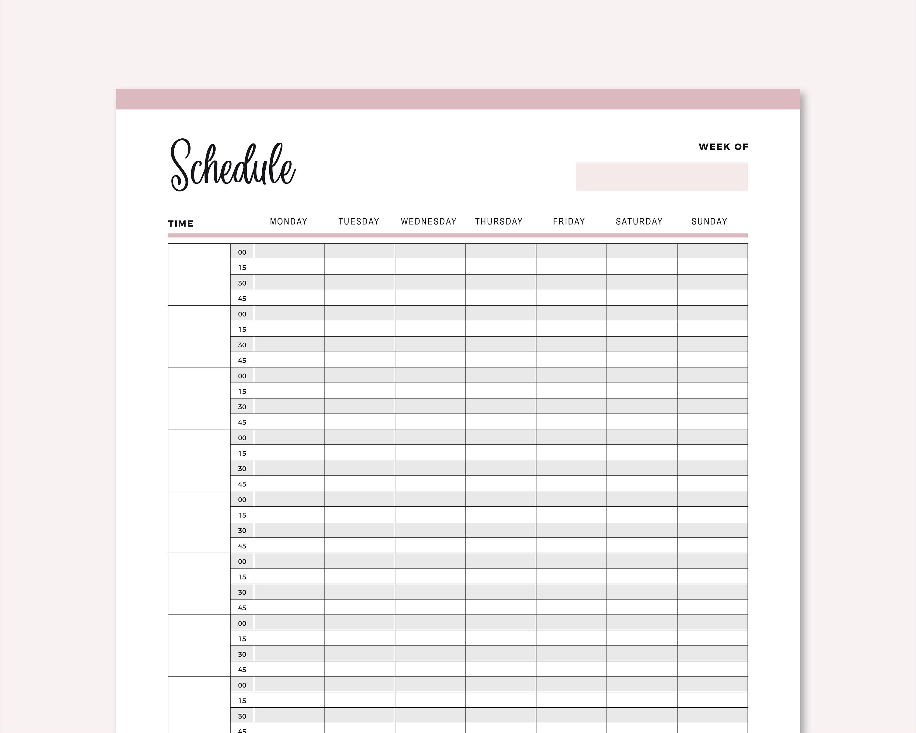 Blank Hour Printable Appointment Book 15 Minute Increments - Etsy Canada