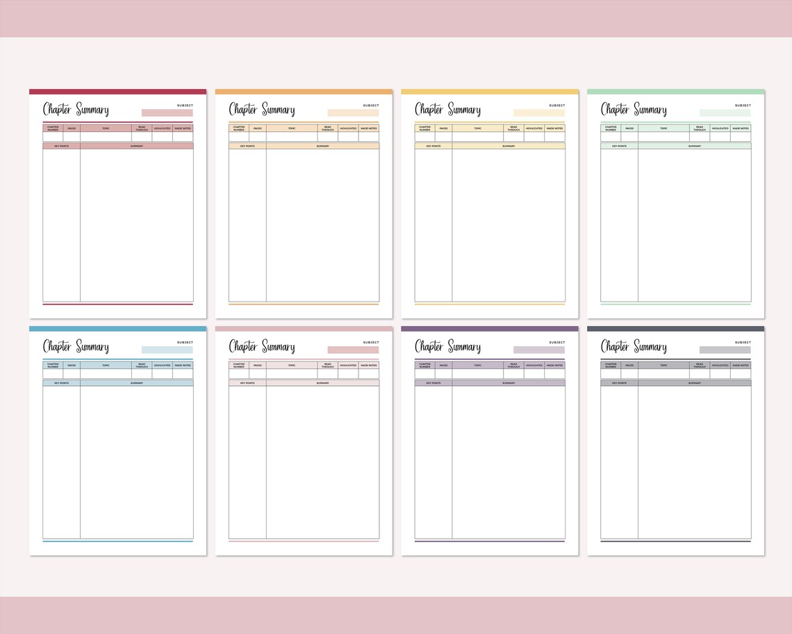 Printable Chapter Summary Assigned Reading Note Tasking - Etsy