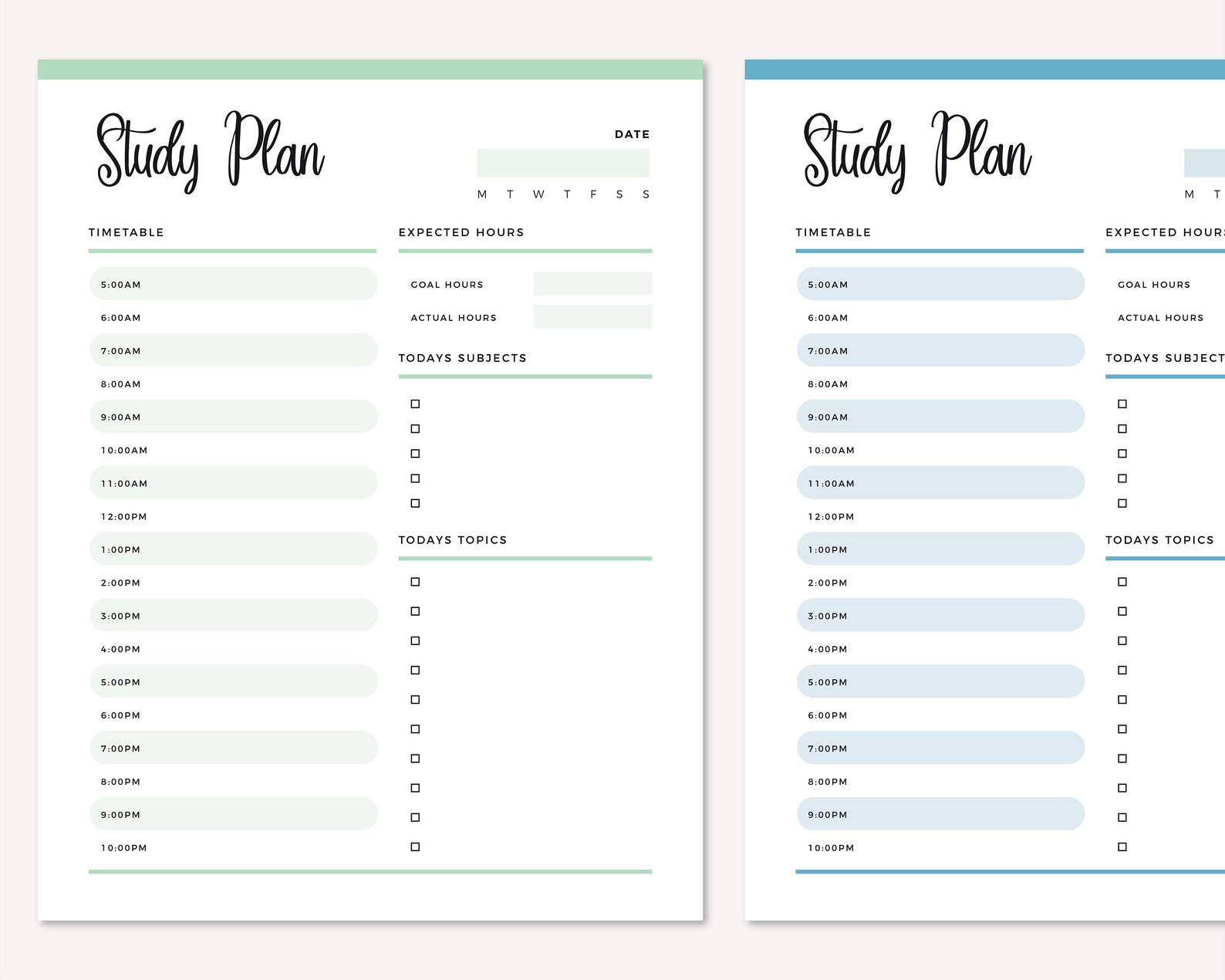 Study Planner Printable, Print at Home Study Plan, Student Planning ...