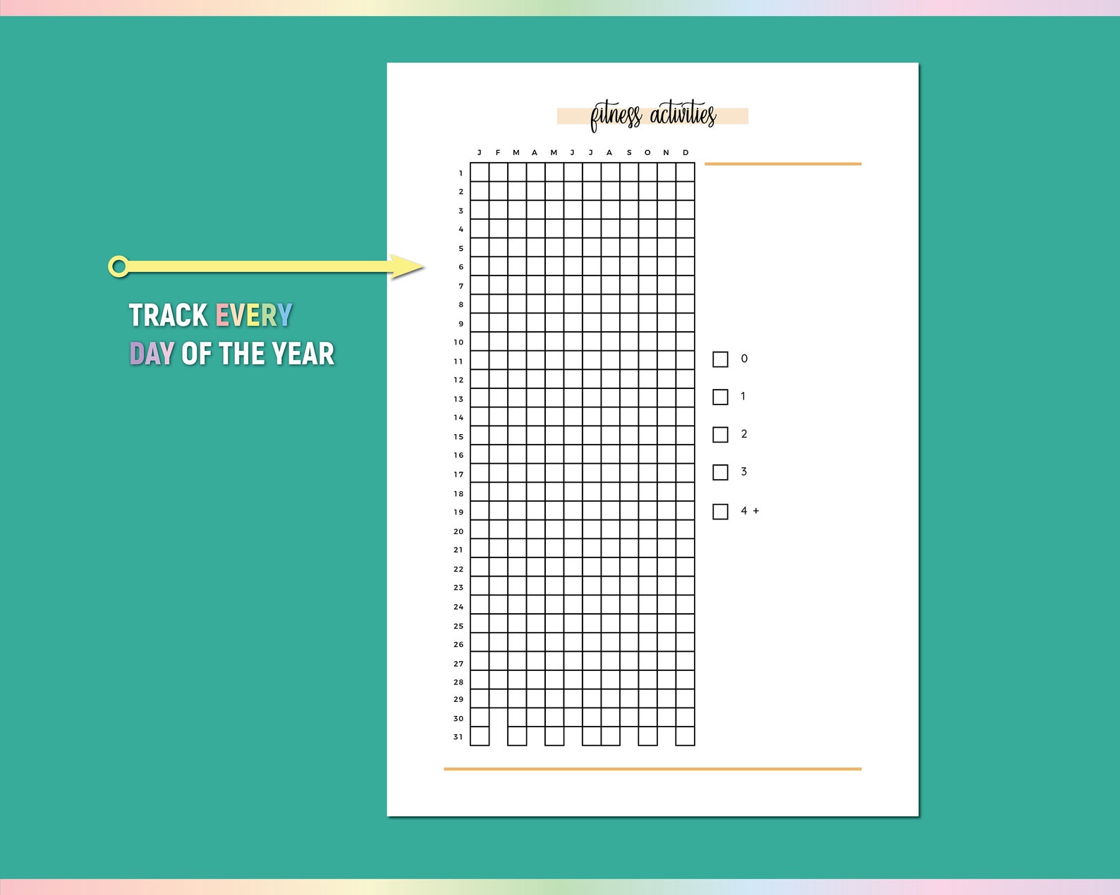 A5 Fitness Activities Tracker, Printable Activities Journal, Simple ...