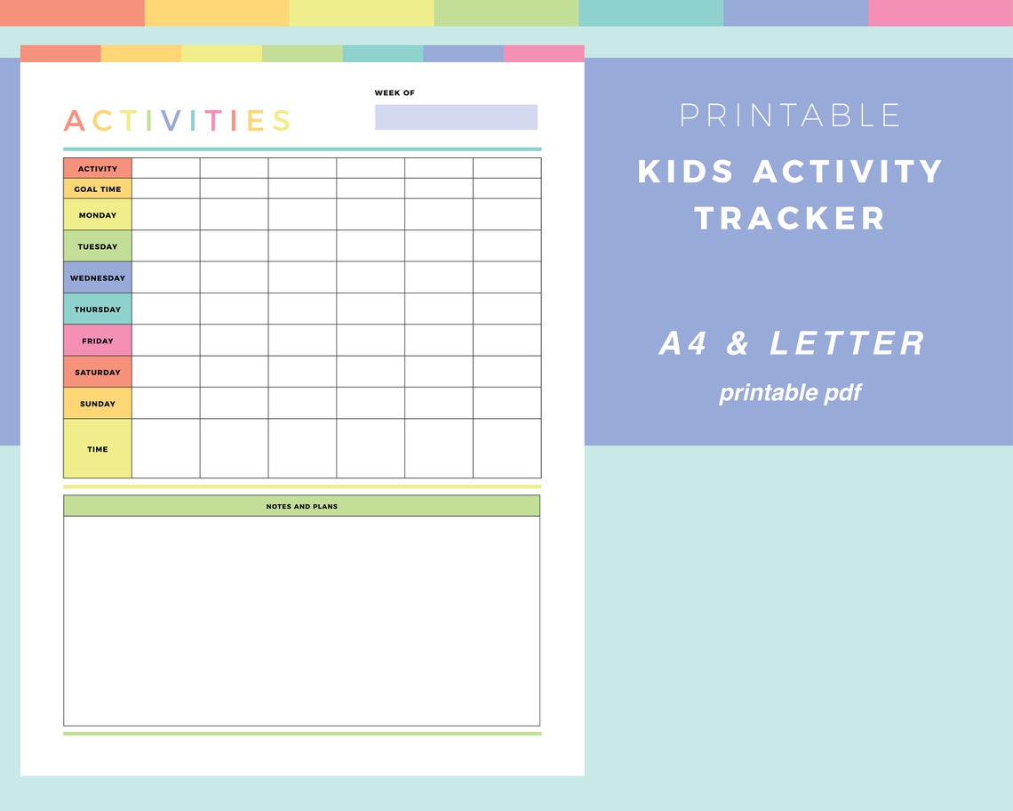 Printable Activity Tracker for Kids Hobby Tracker for | Etsy