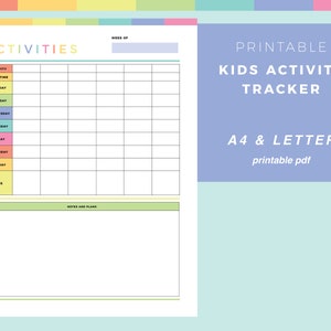 Printable Activity Tracker for Kids, Hobby Tracker for Children, Kids ...