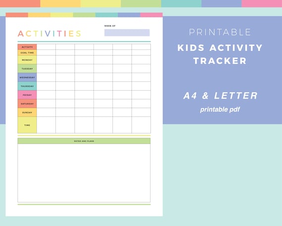 Printable Activity Tracker for Kids Hobby Tracker for | Etsy