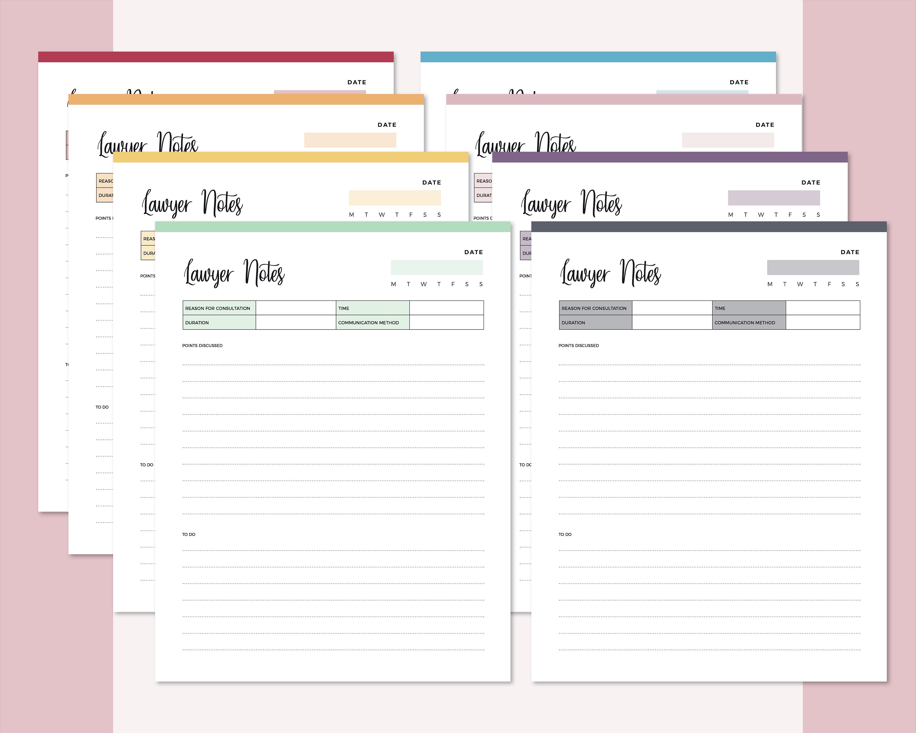 Printable Lawyer Notes Print at Home Communication Sheet for - Etsy