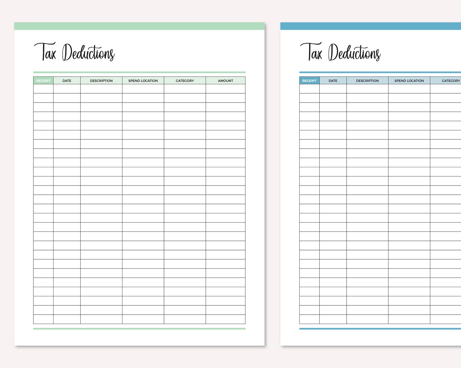 Printable Tax Deduction Tracker, Business Tax Log, Online Sales Tax ...