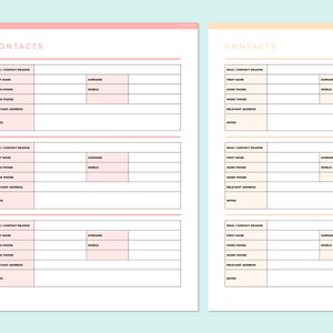 Editable Contact List Printable, Printable Address Book, Business ...