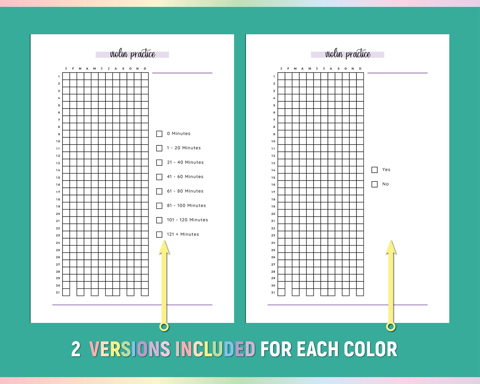 A5 Violin Practice Tracker, Printable Violin Training Journal, Simple ...