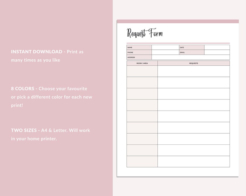 Printable Cleaning Business Request Forms Painting Business - Etsy