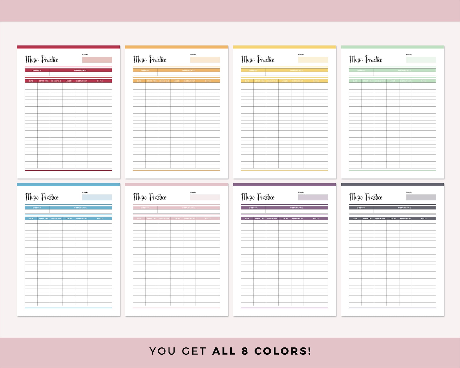 Printable Music Practice Journal Instrument Practice Sheet - Etsy