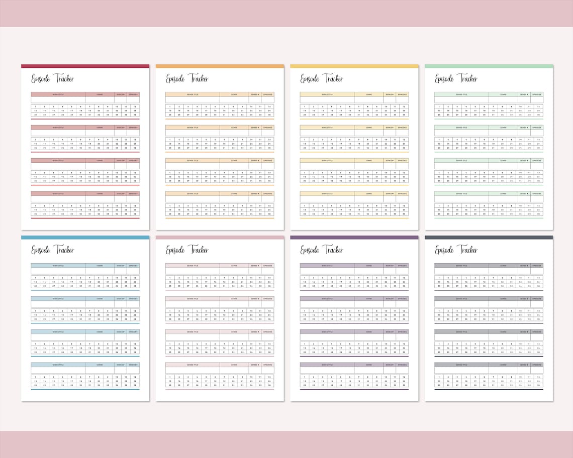 TV Episode Tracker Printable TV Series Tracking TV Log - Etsy