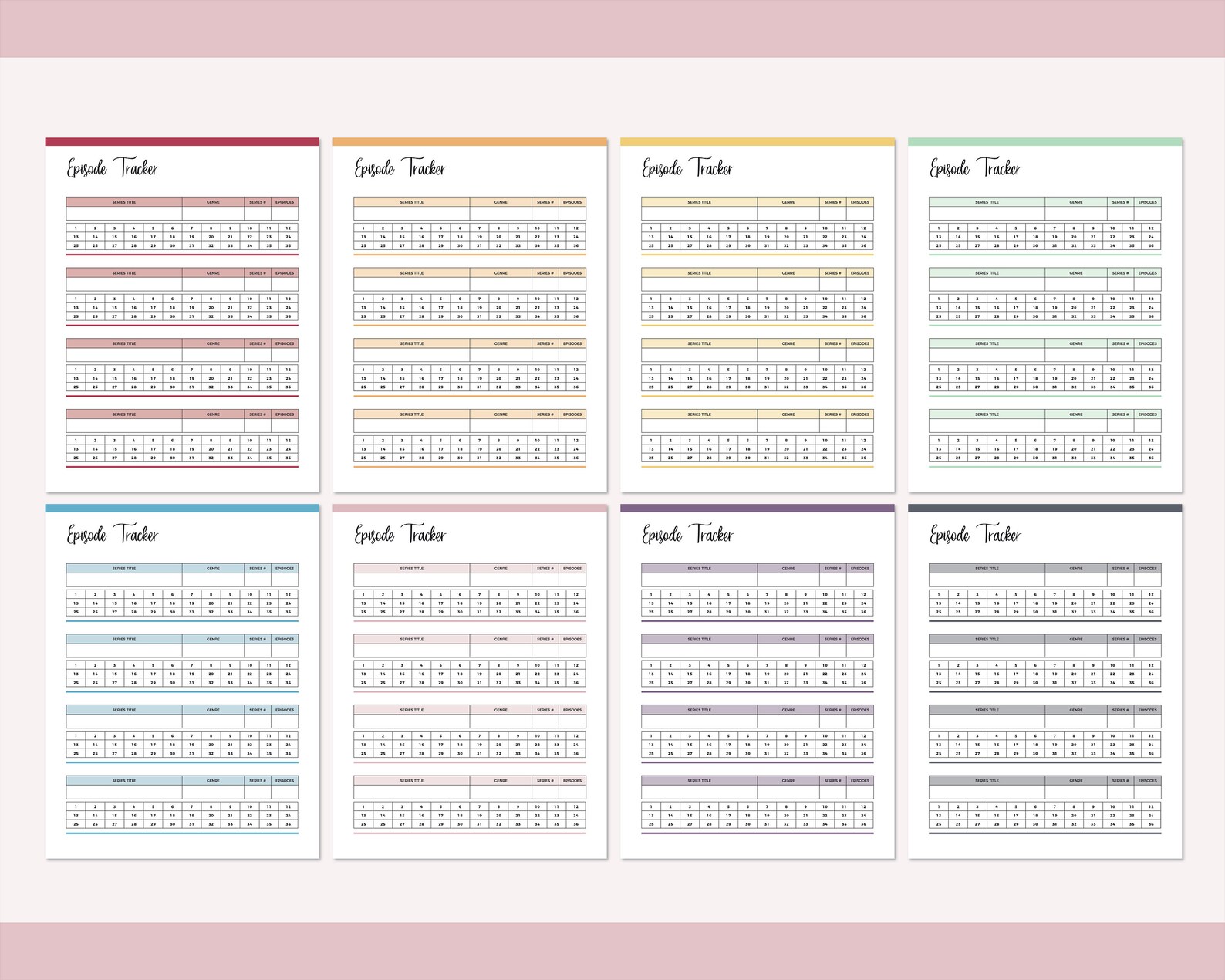 TV Episode Tracker Printable TV Series Tracking TV Log - Etsy