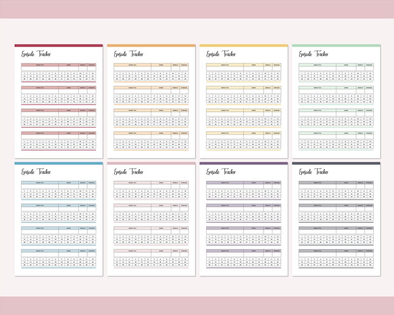 TV Episode Tracker Printable TV Series Tracking TV Log - Etsy