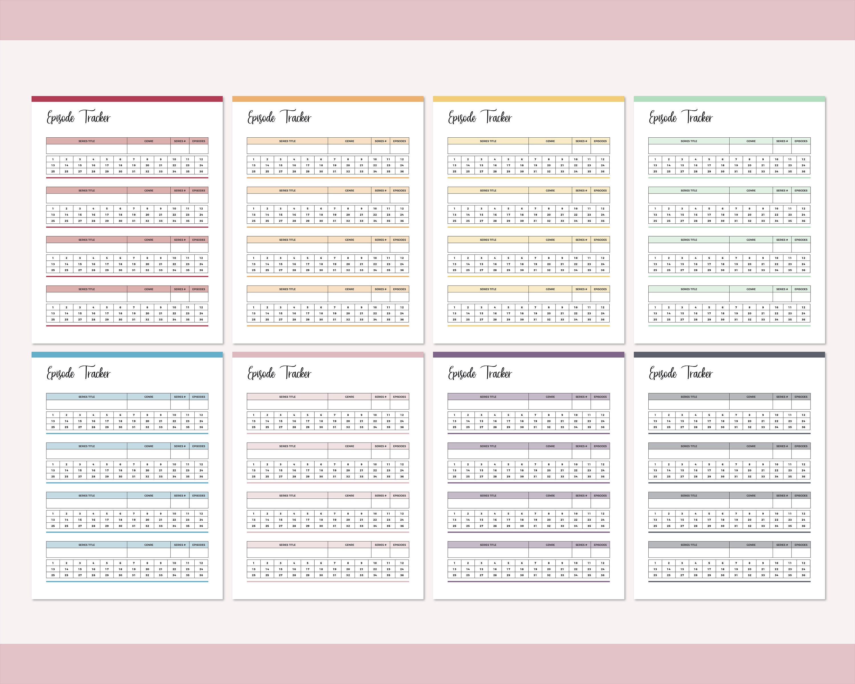 TV Episode Tracker Printable TV Series Tracking TV Log - Etsy