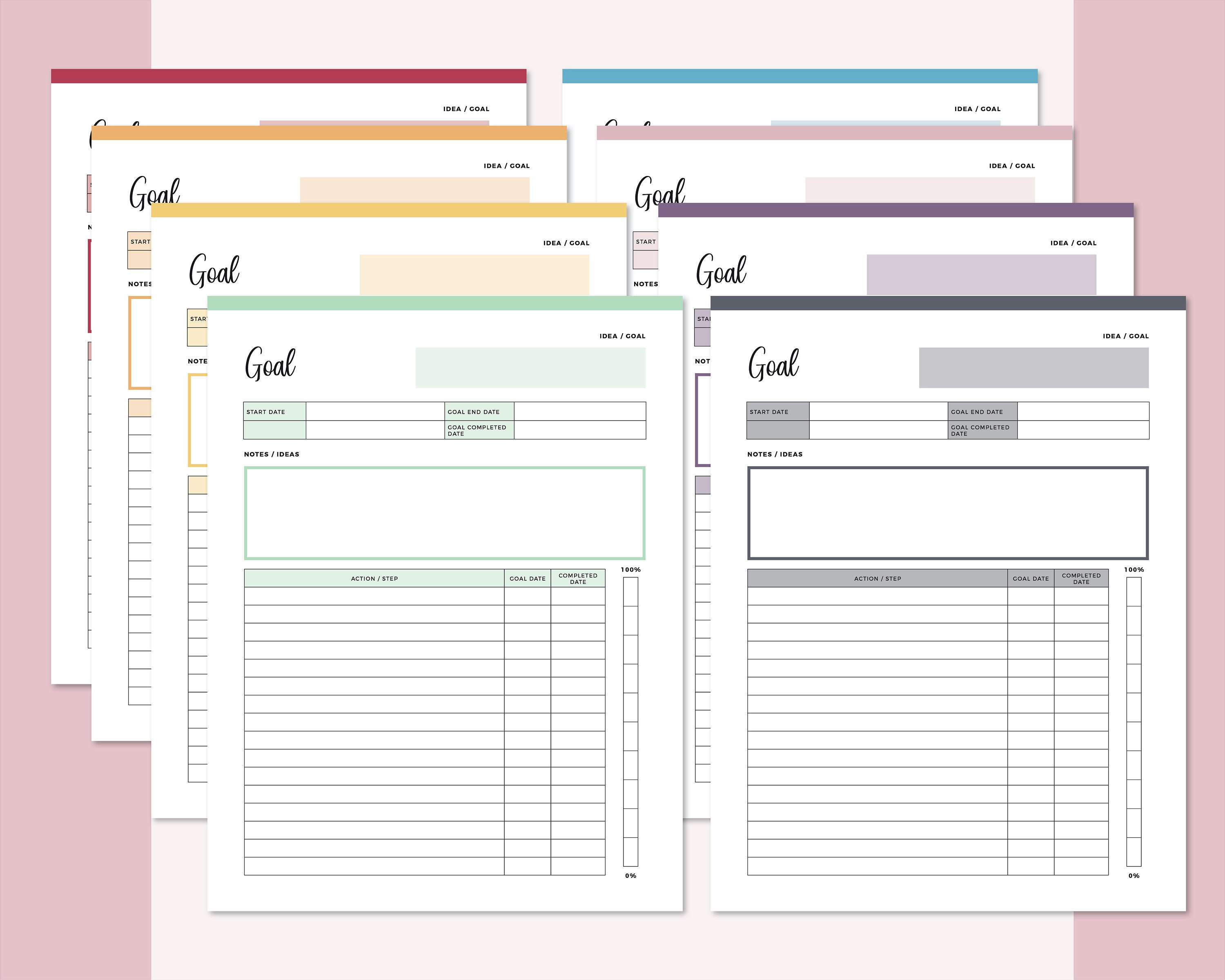 Goal Planner Printable Goal Setting Sheet Planner Insert - Etsy
