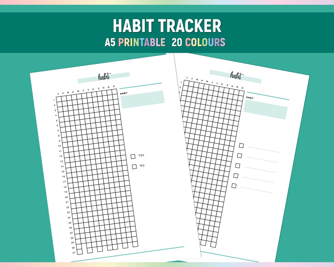 A5 Habit Tracker, Printable Healthy Habit Journal, Simple Habit ...