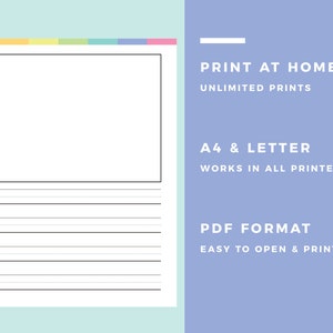 Printable Kids Story Paper, Childrens Draw and Write Template, Kids ...