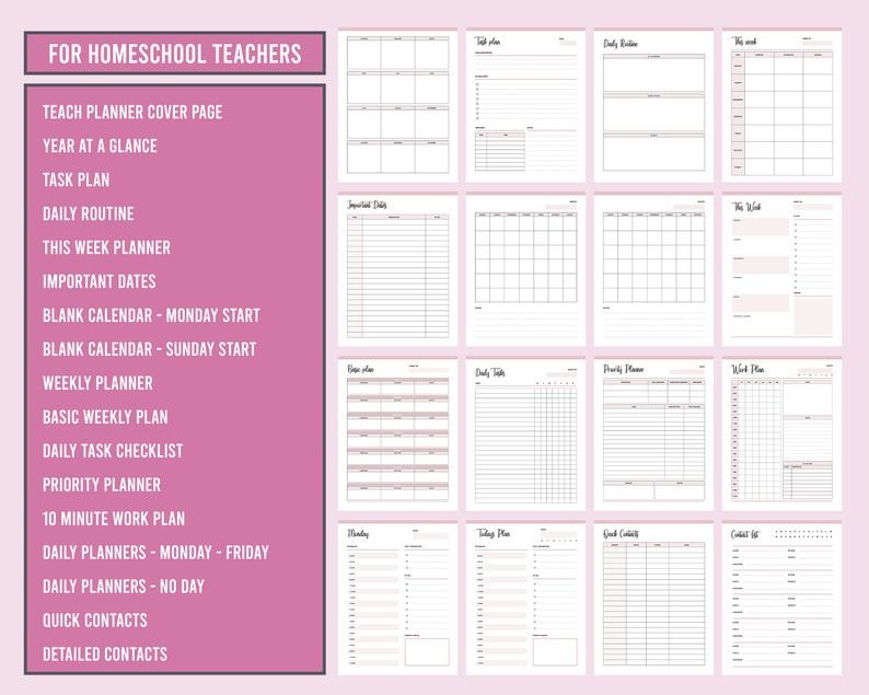 Homeschool Planner Printable | Home School Teacher Academic Planner ...