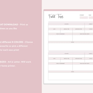 Homeschool Field Trip Planner Printable, Home School Excursion Planner ...
