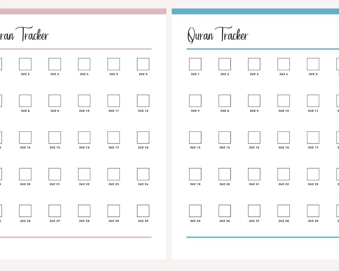 Printable Quran Tracker Quran Memorization Islamic Study - Etsy
