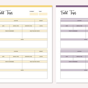 Homeschool Field Trip Planner Printable, Home School Excursion Planner ...