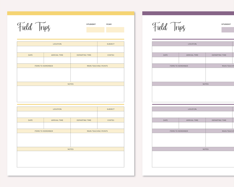 Homeschool Field Trip Planner Printable - Home School Excursion Planner ...