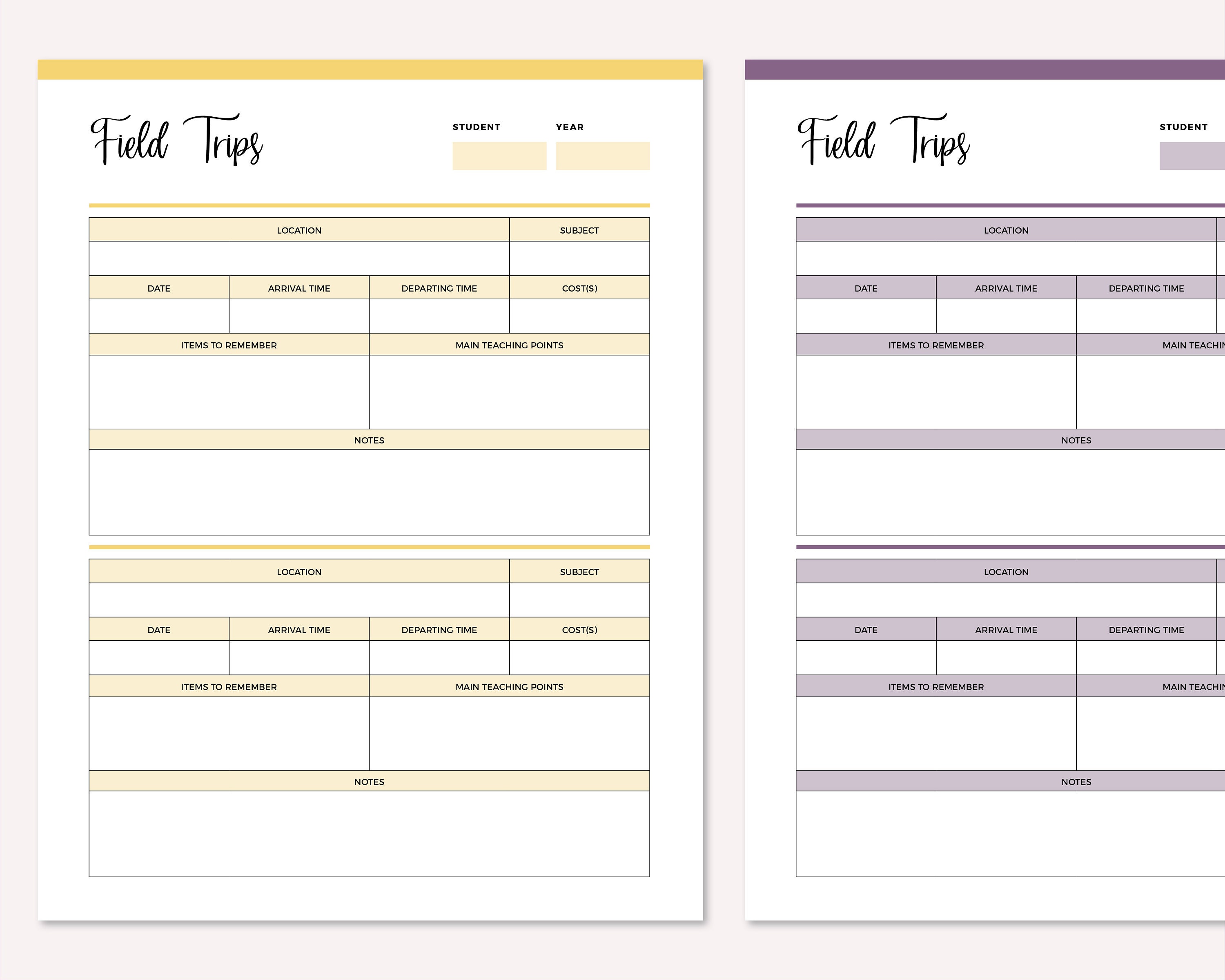 Homeschool Field Trip Planner Printable Home School Excursion - Etsy UK