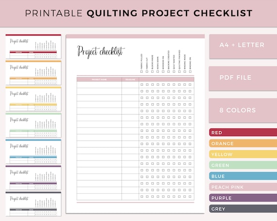 Printable Quilting Project Checklist - Etsy