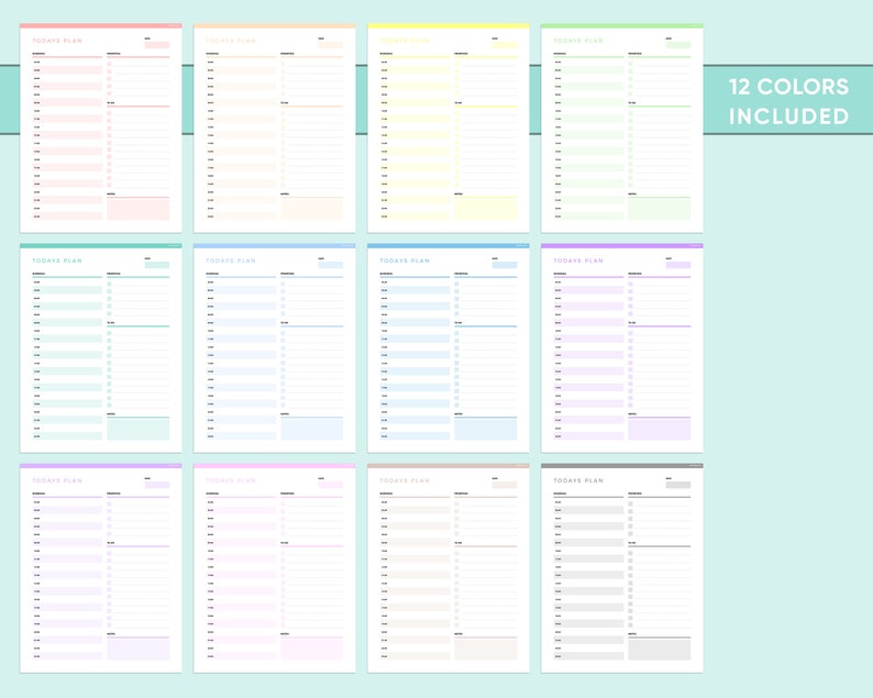 Editable Daily Planner Printable, Hourly Planner Template, Daily ...