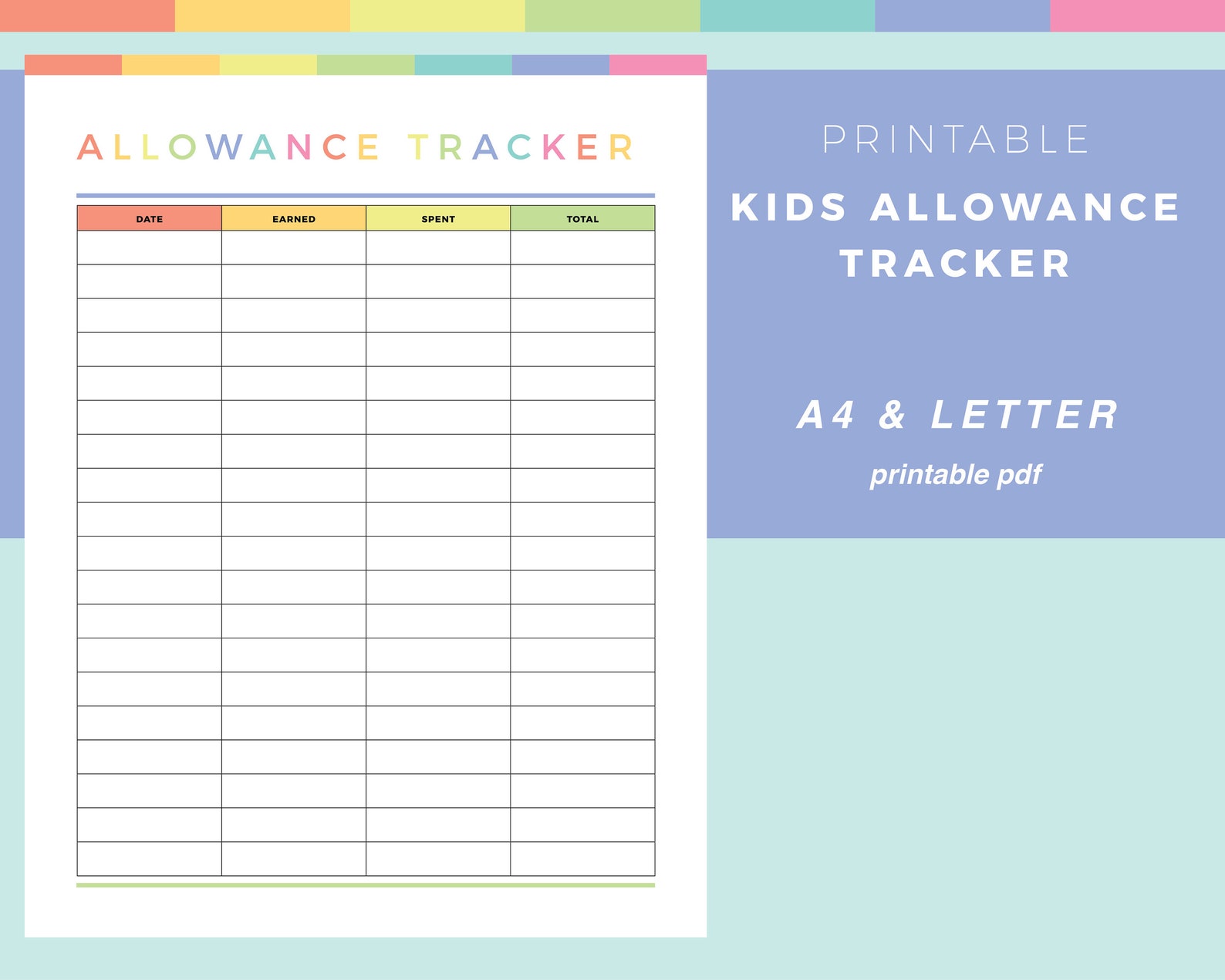 Kids Allowance Tracker Kids Savings Log Pocket Money Record - Etsy