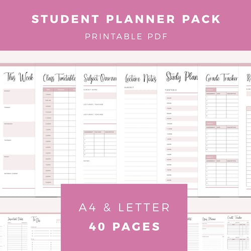 College Student Planner Printable Undated University Academic - Etsy