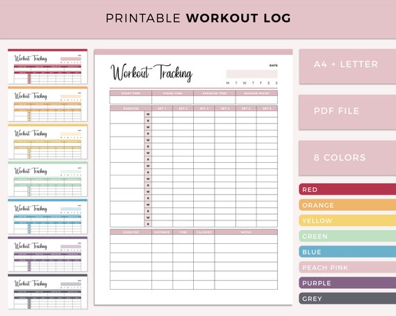 Printable Work Out Log Exercise Tracker Workout Tracking - Etsy UK