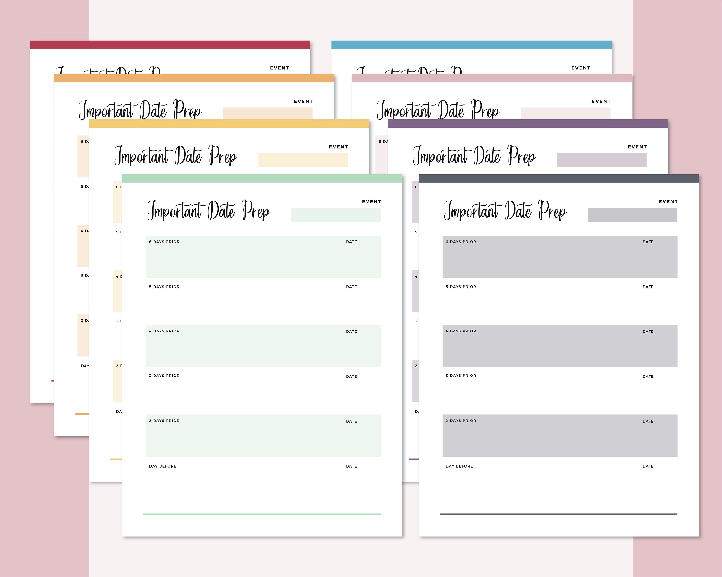 Printable Important Date Preparation Week Planner Week - Etsy