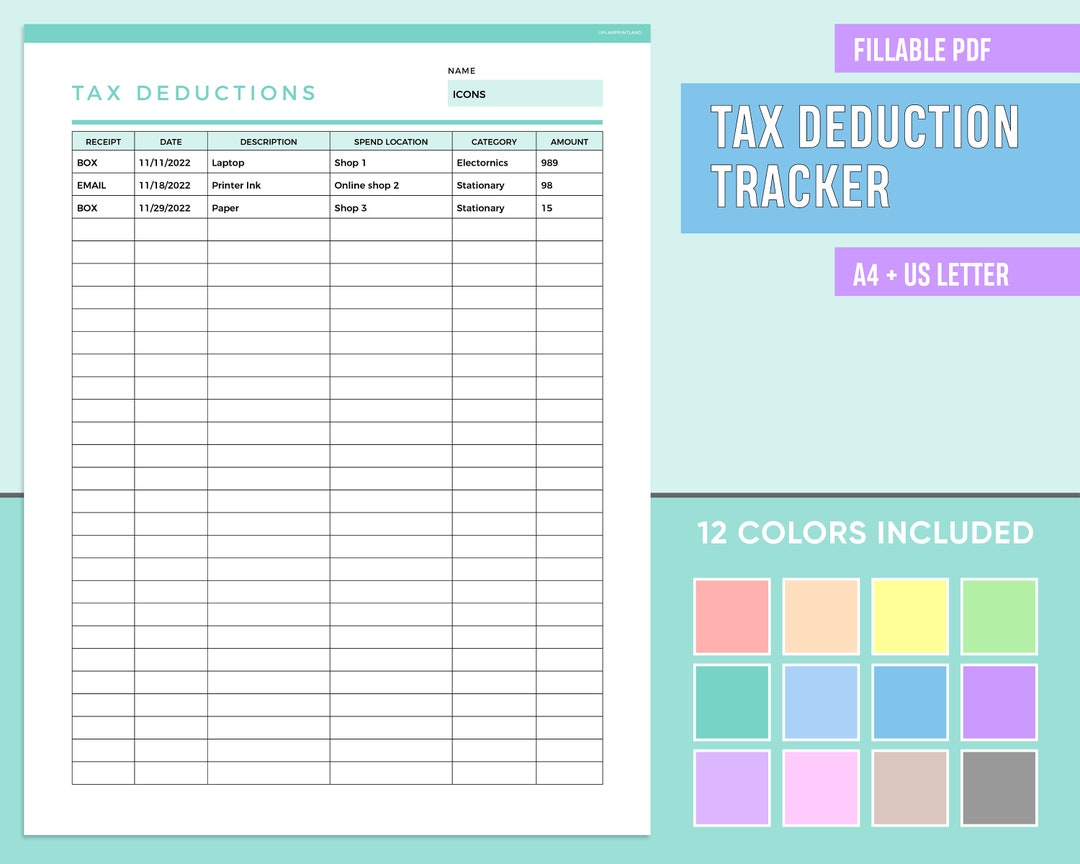 Editable Tax Deduction Tracker Printable - Etsy
