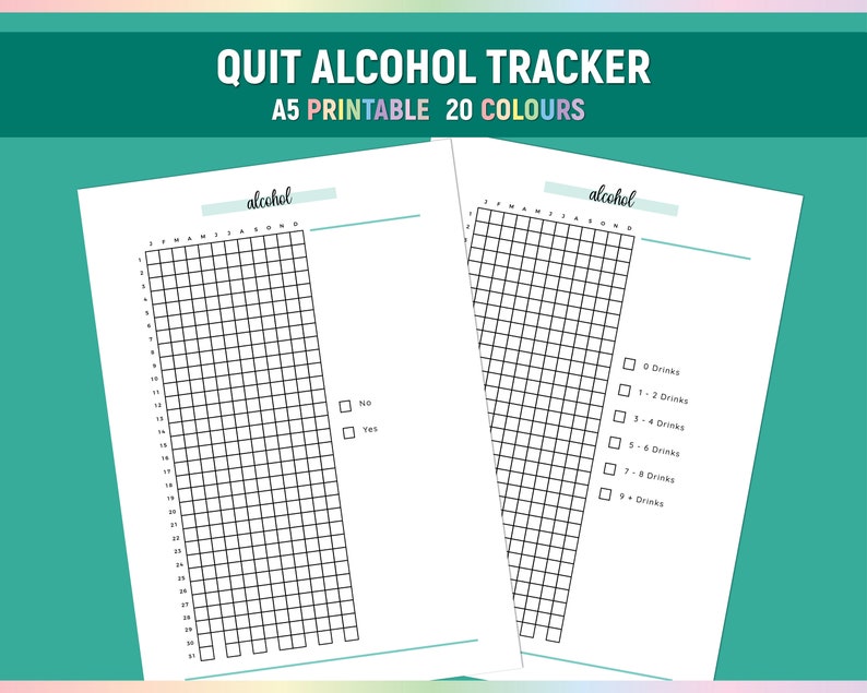 A5 Quit Alcohol Tracker, Printable Sobriety Journal, Simple Staying ...