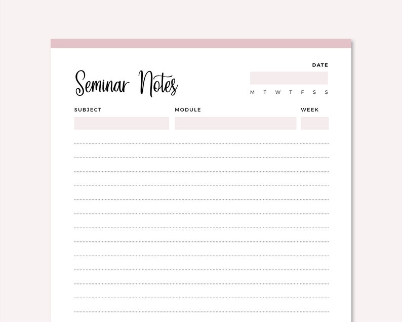 Printable Seminar Notes Print at Home College Student Ruled - Etsy