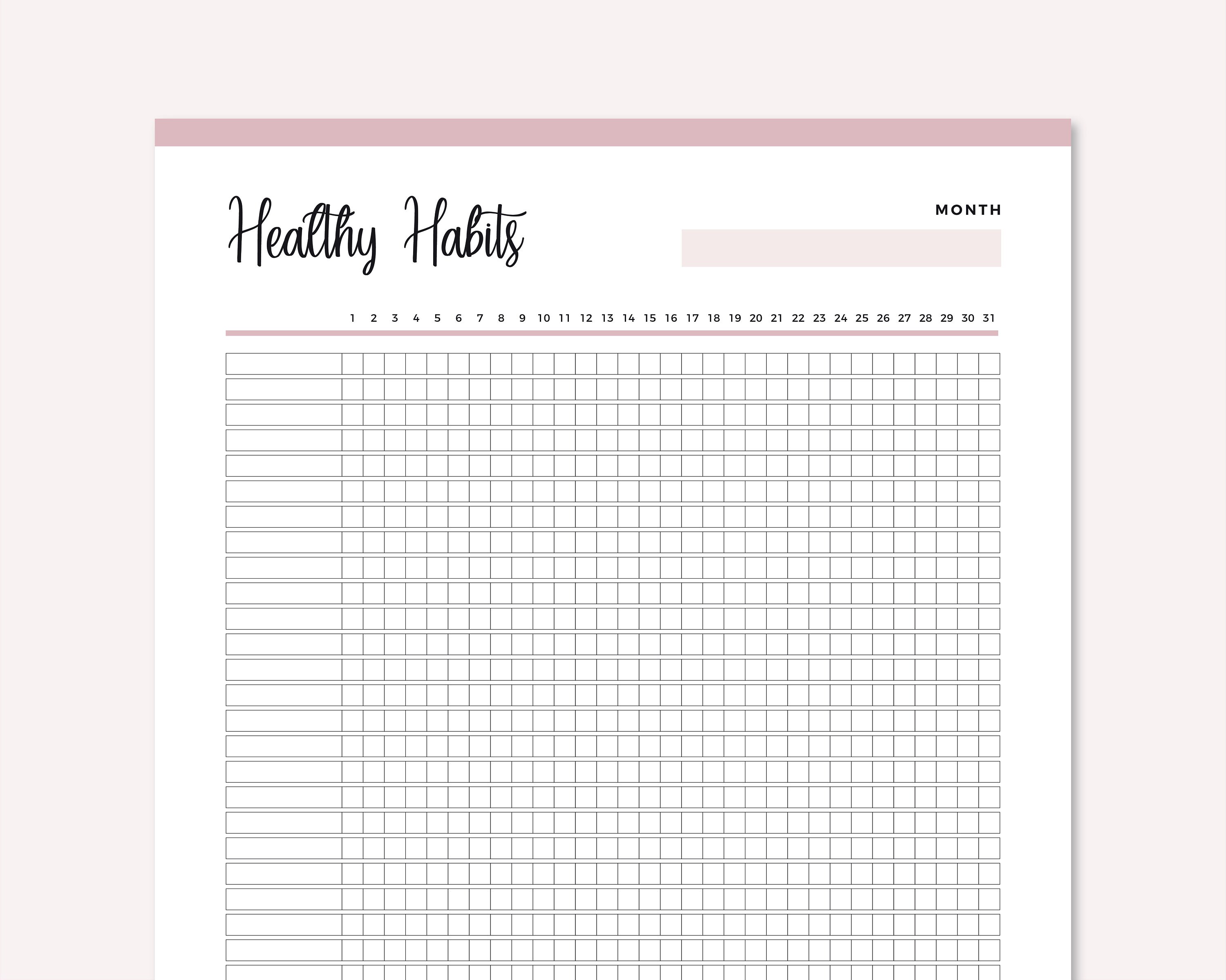 Printable Healthy Habit Tracker Daily Heath Tracking Sheet - Etsy