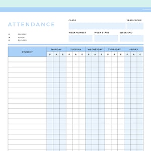 Editable Attendance Sheet Printable, School Attendance Log, Attendance ...