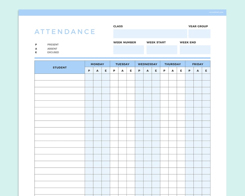 Editable Attendance Sheet Printable School Attendance Log - Etsy