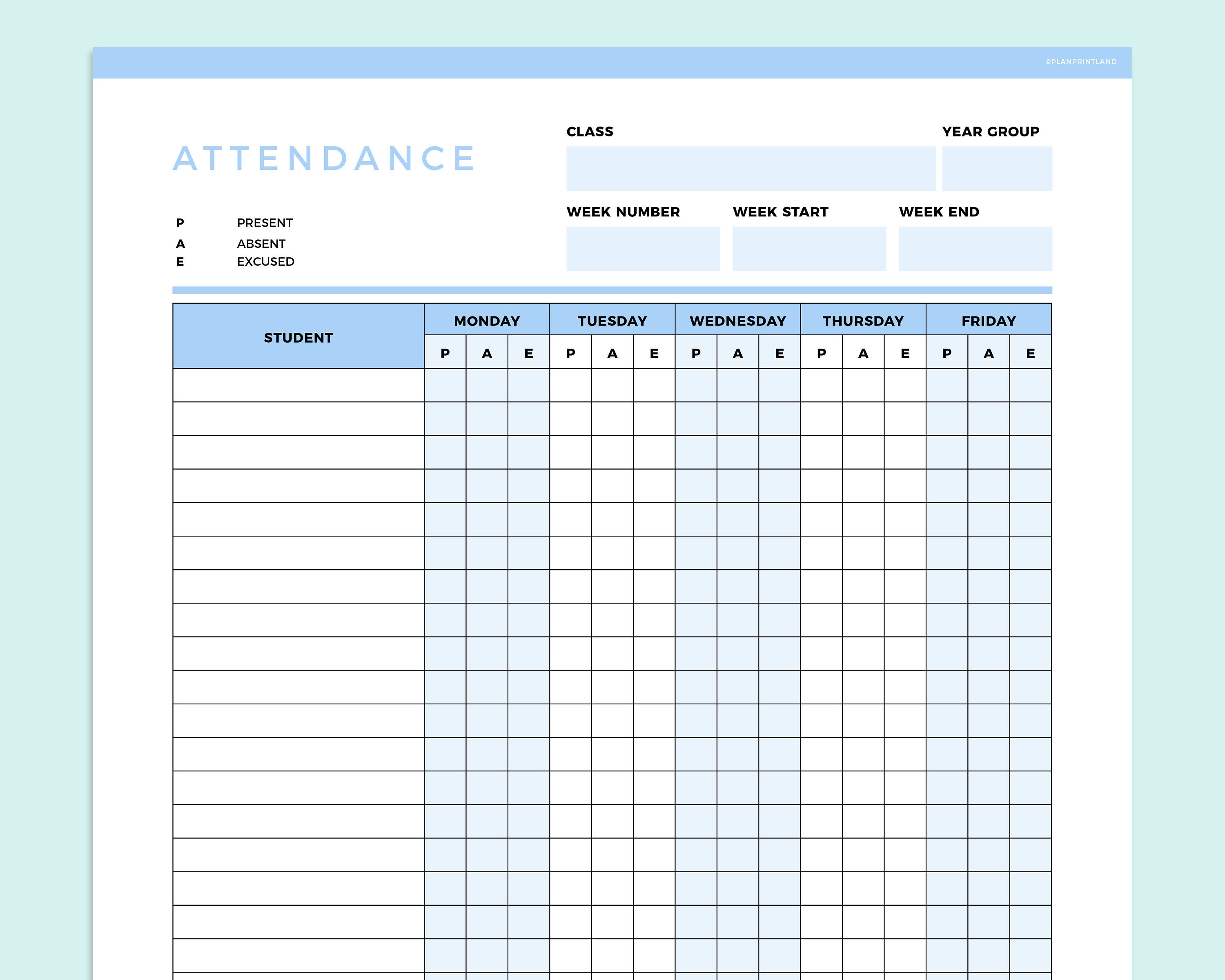 Editable Attendance Sheet Printable School Attendance Log - Etsy UK
