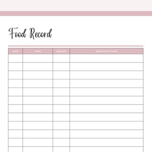 Printable Pet Eating Record, Test Foods With Your Pets, Food ...