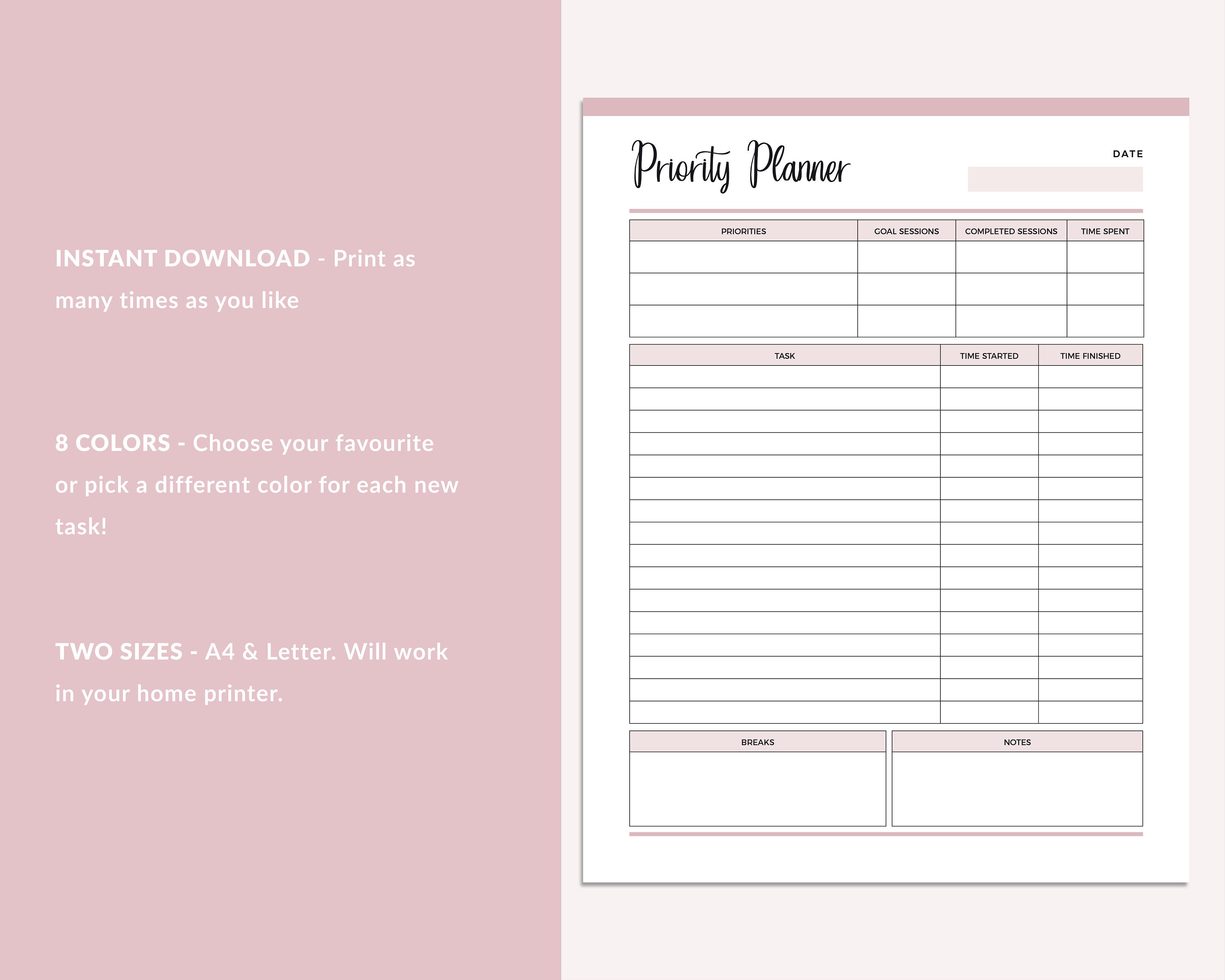 Printable Priority Planner Daily Life Journal Important Task | Etsy